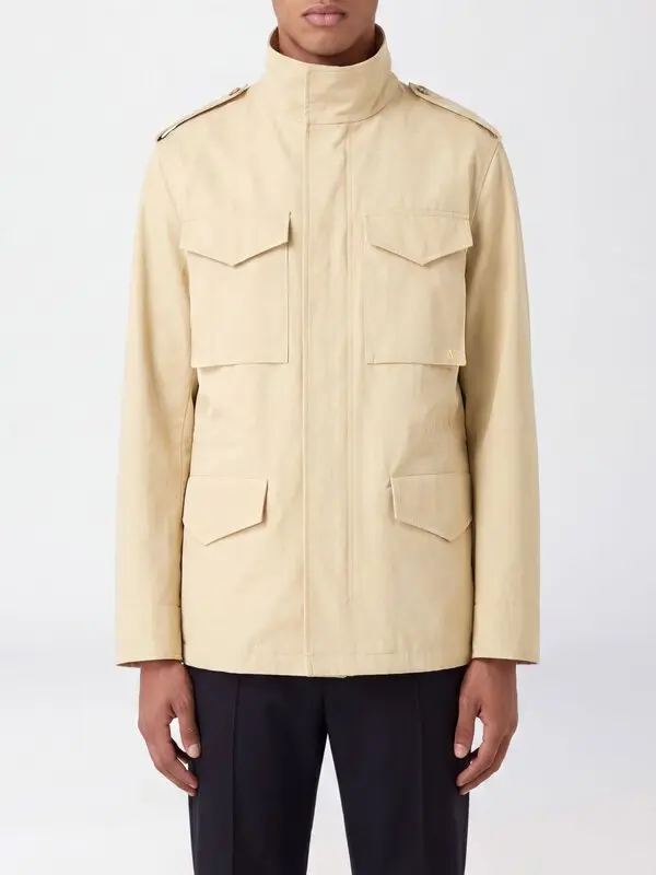 Valentino Garavani Cotton Utility Jacket With High Neck And Epaulettes