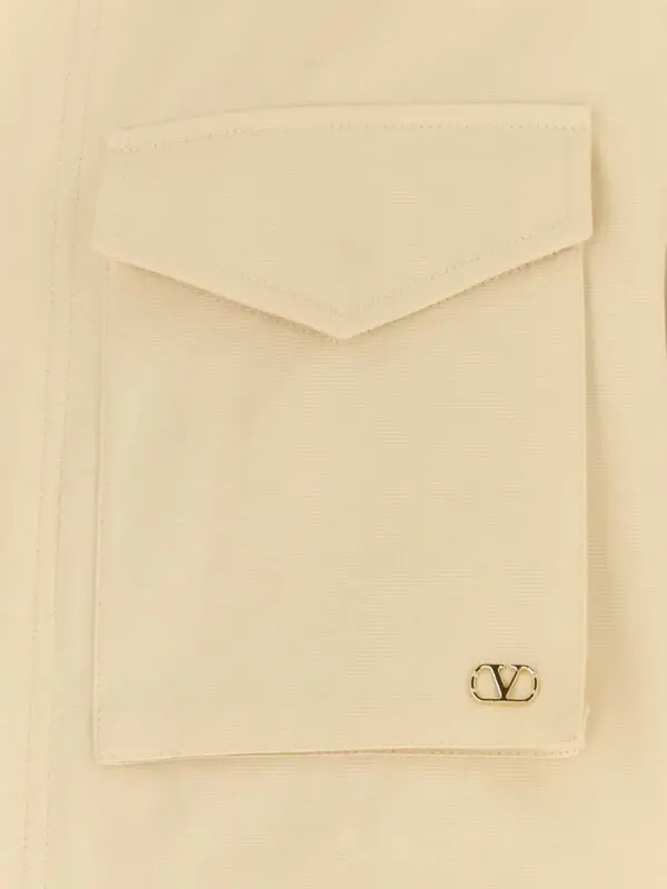 Valentino Garavani Cotton Utility Jacket With High Neck And Epaulettes