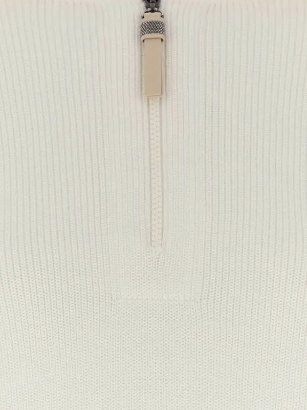Brunello Cucinelli Quarter Zip Ribbed Sweater