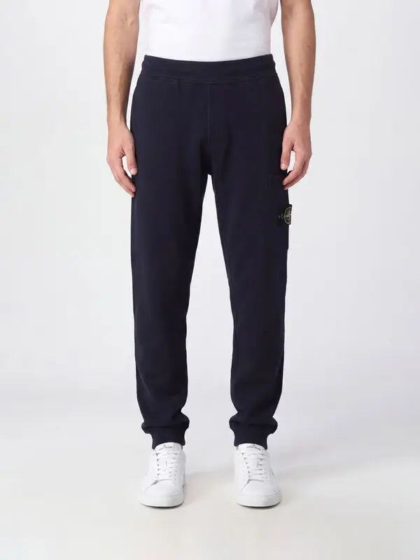 Stone Island Wool Jogging Trousers With Compass Logo And Elasticated Waist