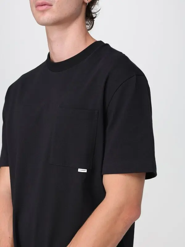 JIL SANDER Short-sleeved Cotton T-shirt With Patch Pocket - Black