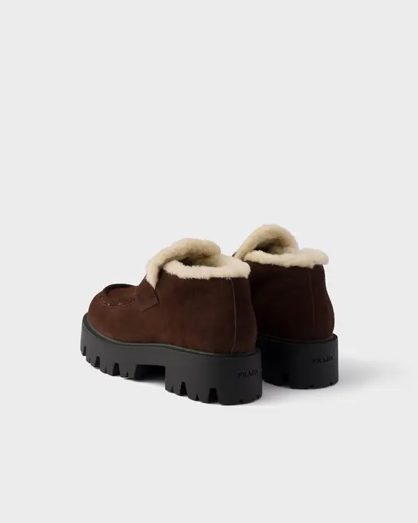 Prada Suede And Shearling Loafers