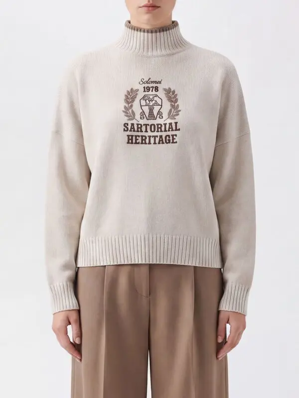 Brunello Cucinelli Pure Cashmere Turtleneck Jumper With Embroidered Crest