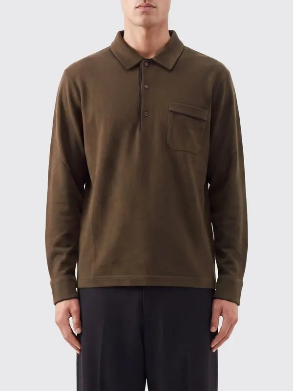 TOM FORD Silk And Cotton Long-sleeved Polo Shirt With Patch Pocket
