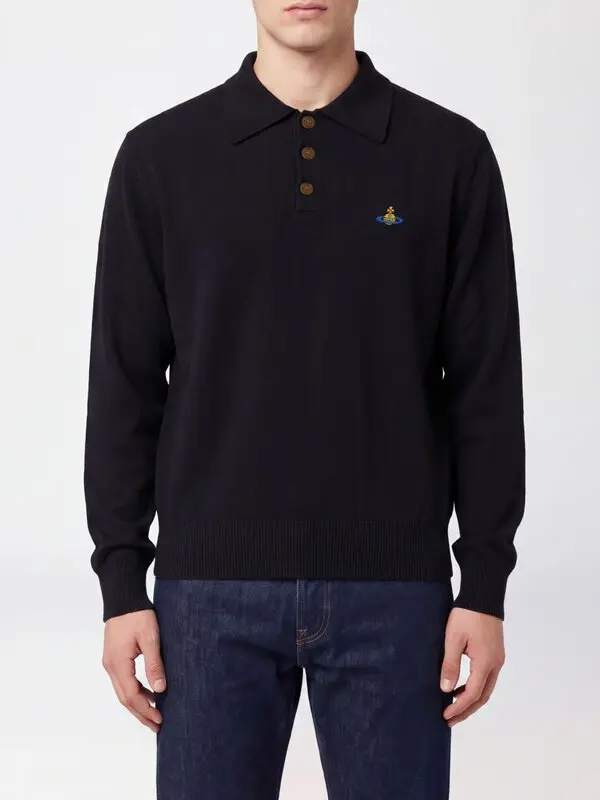 VIVIENNE WESTWOOD Mark Knitted Wool Polo - Black