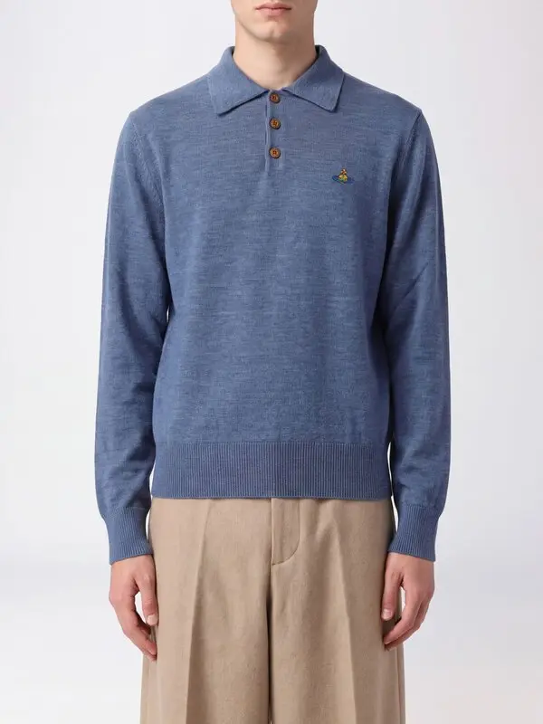 VIVIENNE WESTWOOD Mark Knitted Wool Polo - Blue
