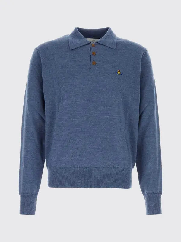 VIVIENNE WESTWOOD Mark Knitted Wool Polo - Blue