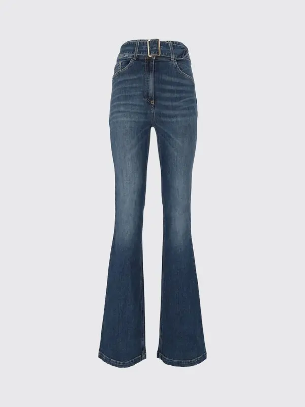 Elisabetta Franchi High-waisted Skinny Flare Jeans In Cotton Denim