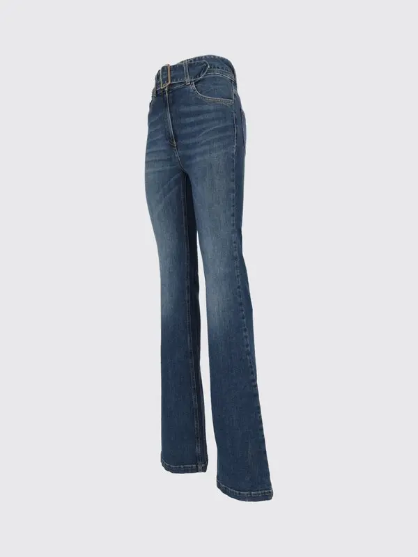 Elisabetta Franchi High-waisted Skinny Flare Jeans In Cotton Denim