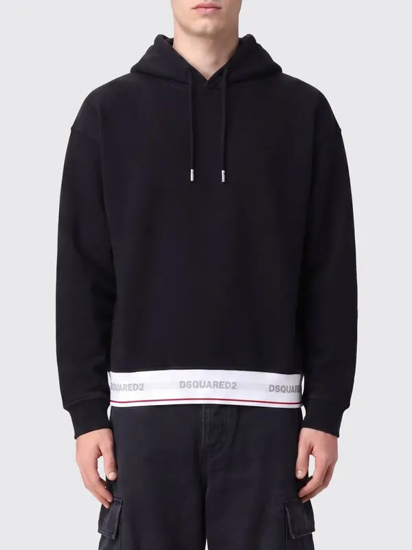 Dsquared2 Relaxed Fit Jacquard Logo Cotton Hoodie