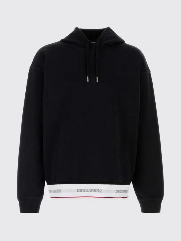 Dsquared2 Relaxed Fit Jacquard Logo Cotton Hoodie