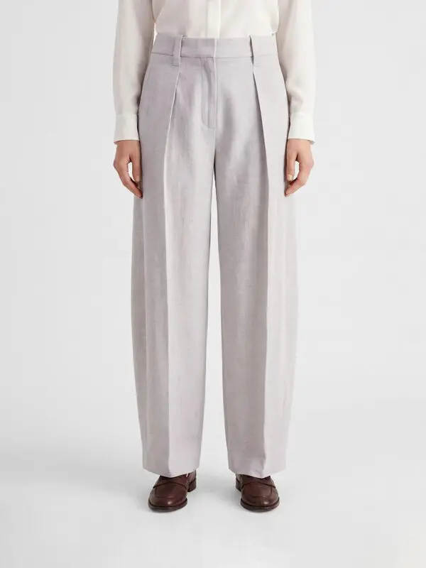 Brunello Cucinelli Tailored Wide-leg Wool And Cashmere Trousers With Monili