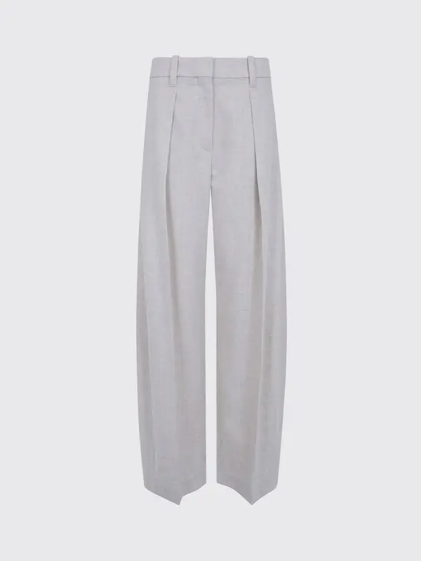Brunello Cucinelli Tailored Wide-leg Wool And Cashmere Trousers With Monili