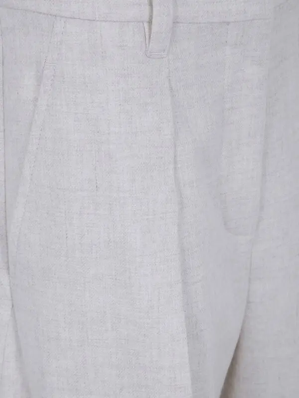 Brunello Cucinelli Tailored Wide-leg Wool And Cashmere Trousers With Monili