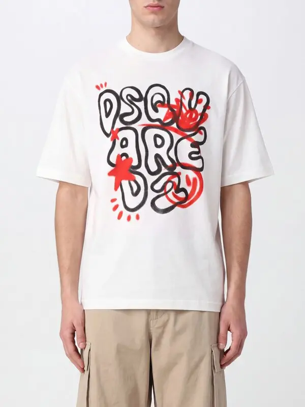 Dsquared2 Crew Neck Cotton T-shirt With Contrast Logo Print