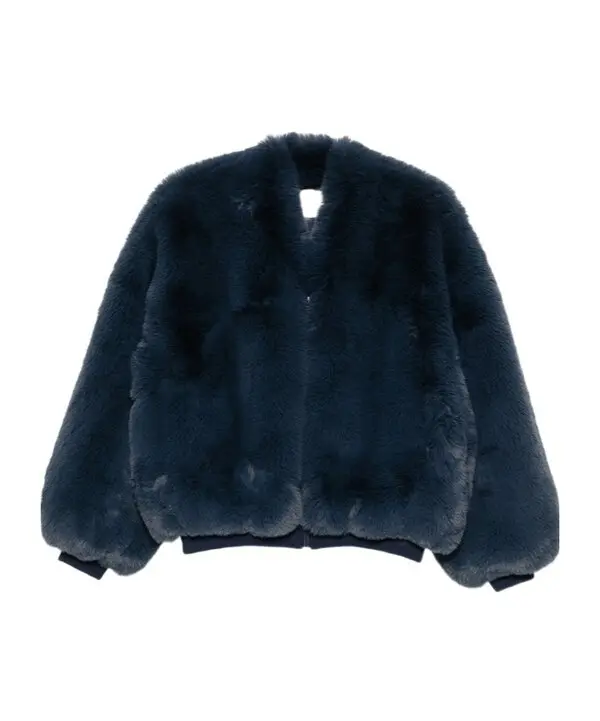 THE FRANKIE SHOP Fauxfur Short Jacket - Navy Blue