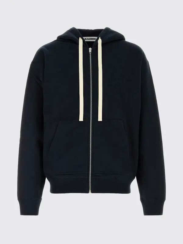 JIL SANDER Two-tone Cotton Hoodie - Blue