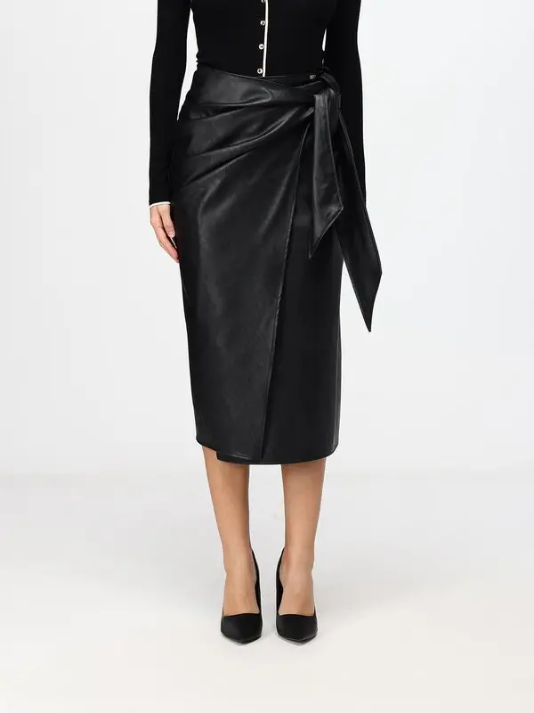 Elisabetta Franchi Draped Midi Skirt - Black