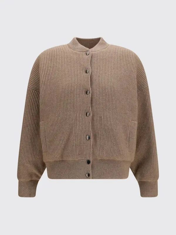 Brunello Cucinelli Pure Cashmere Bomber Collar Cardigan - Brown