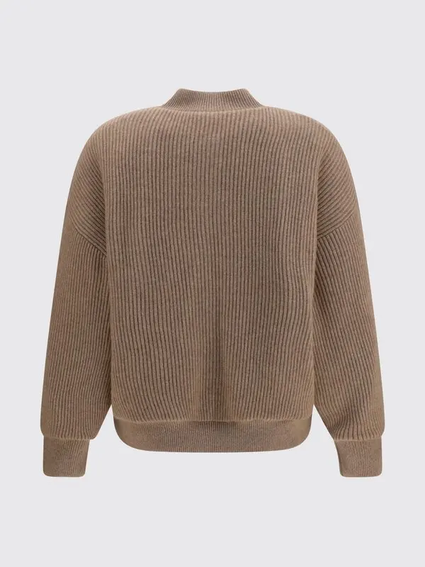 Brunello Cucinelli Pure Cashmere Bomber Collar Cardigan - Brown