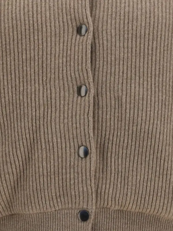 Brunello Cucinelli Pure Cashmere Bomber Collar Cardigan - Brown