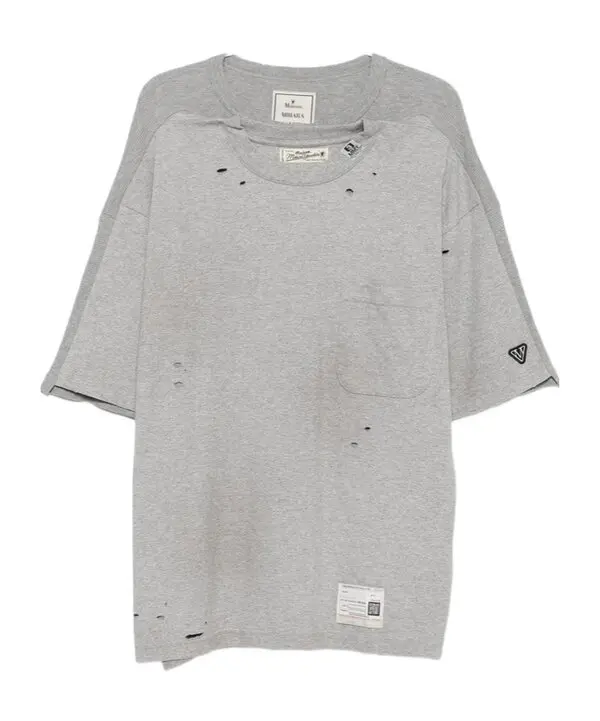 Mihara Yasuhiro Distressed-effect Layered-detail T-shirt - Grey