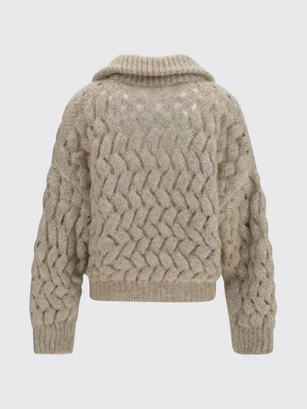 Brunello Cucinelli Zip-up Knit Sweater - Beige