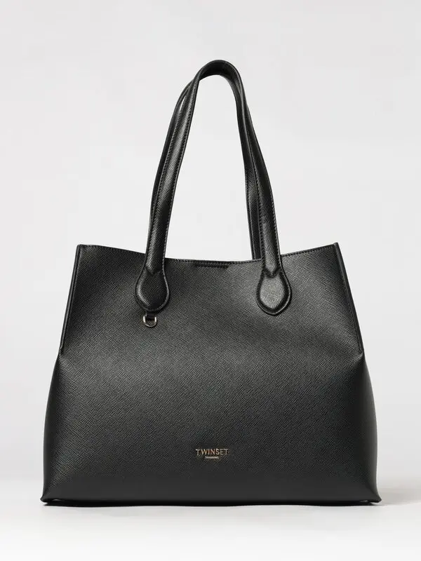 TWINSET Saffiano Synthetic Leather Tote Bag With Double Handle