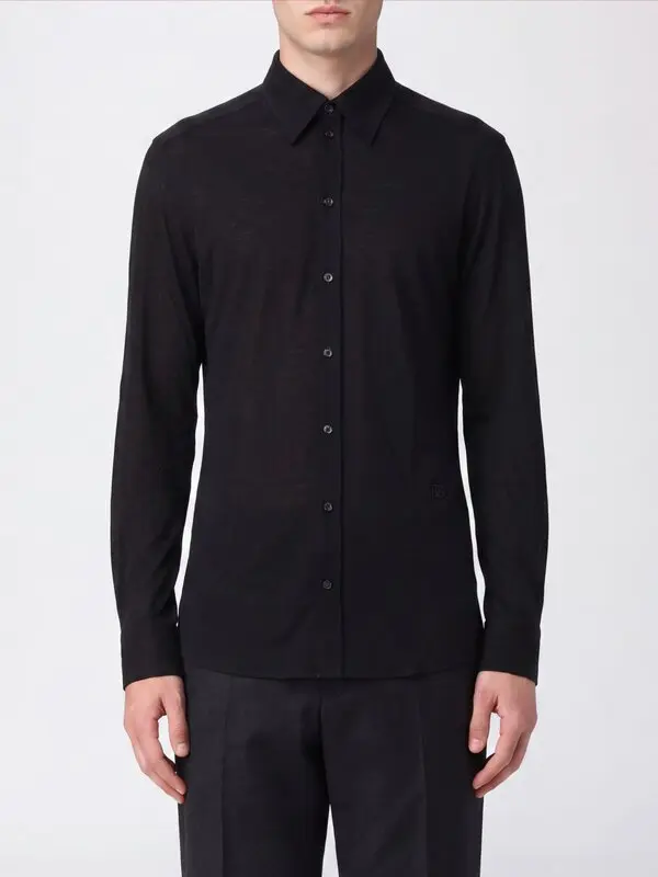 Dolce & Gabbana Slim Fit Pure Silk Shirt With French Collar And Curved Hem