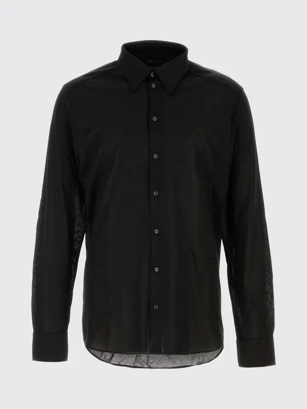 Dolce & Gabbana Slim Fit Pure Silk Shirt With French Collar And Curved Hem