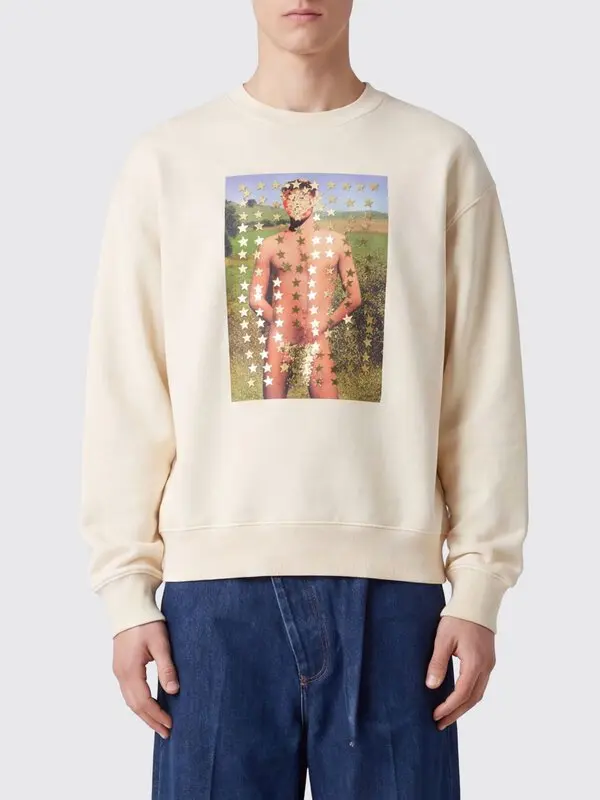 JW Anderson Relaxed Fit Graphic Print Jumper In Cotton With Crew Neck - Ecru
