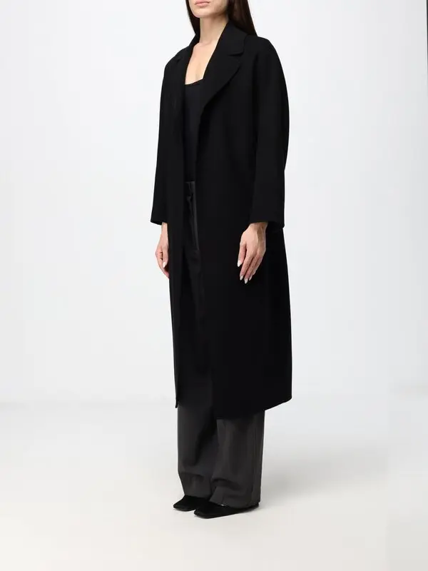 Max Mara Virgin Wool Robe Coat - Black