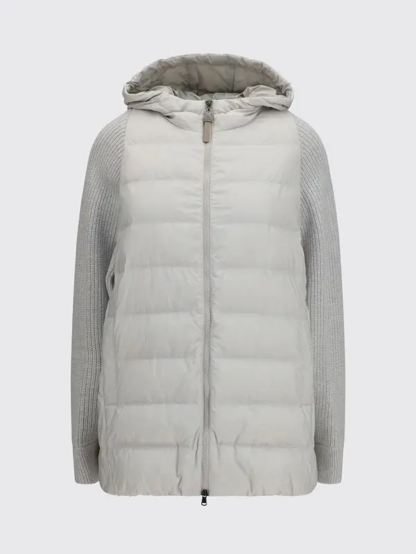 Brunello Cucinelli Short Quilted Nylon Hooded Puffer Jacket With Zip Closure