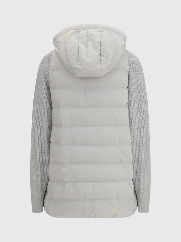 Brunello Cucinelli Short Quilted Nylon Hooded Puffer Jacket With Zip Closure