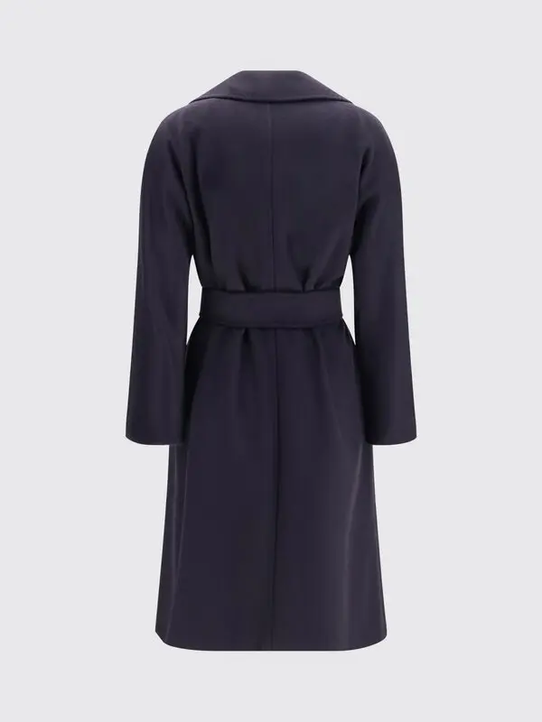 Max Mara Belted Virgin Wool Robe Coat With Dropped Shoulders - Blue