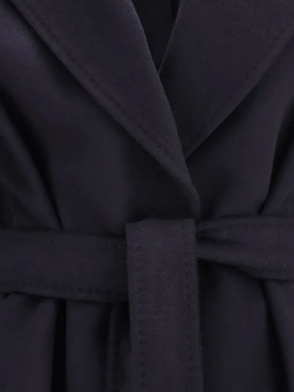 Max Mara Belted Virgin Wool Robe Coat With Dropped Shoulders - Blue