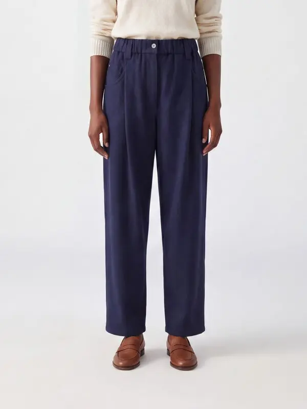 Brunello Cucinelli High-waisted Straight-leg Wool-blend Trousers With Belt Loops