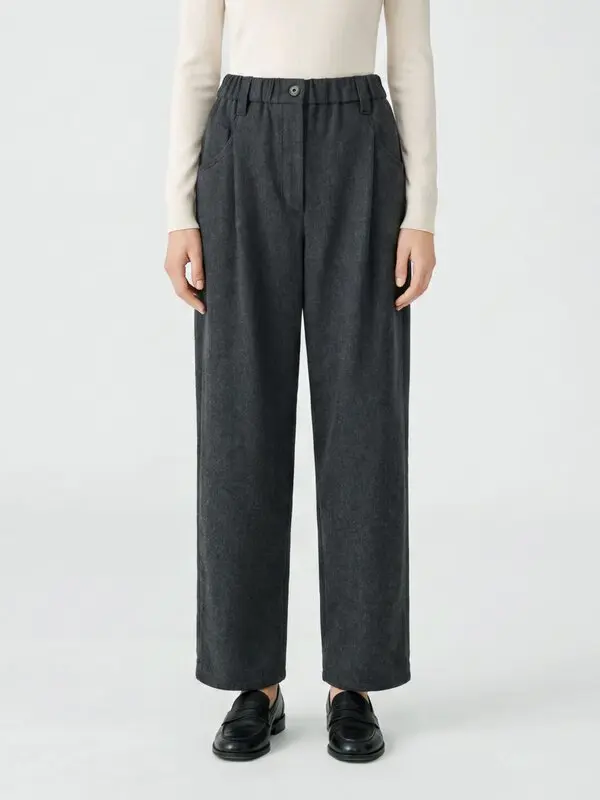 Brunello Cucinelli High-waisted Straight-leg Wool-blend Trousers - Grey
