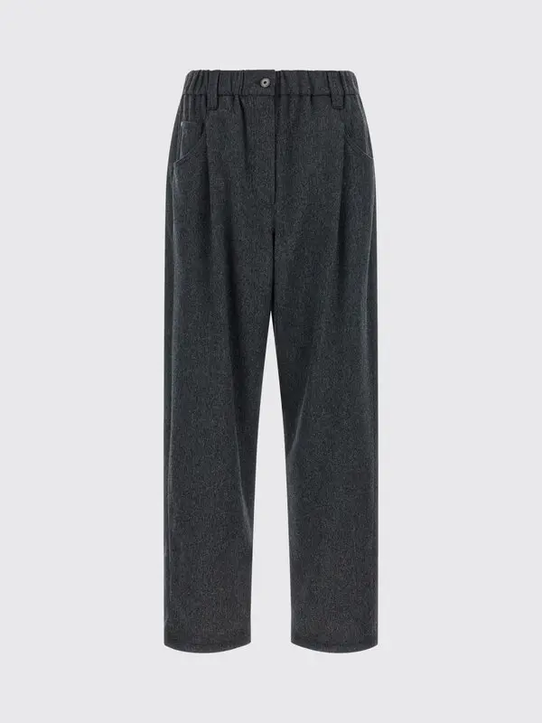 Brunello Cucinelli High-waisted Straight-leg Wool-blend Trousers - Grey