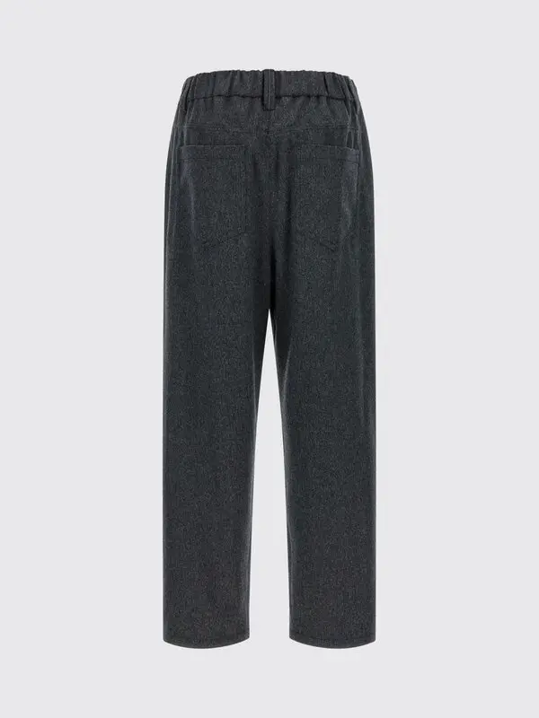 Brunello Cucinelli High-waisted Straight-leg Wool-blend Trousers - Grey