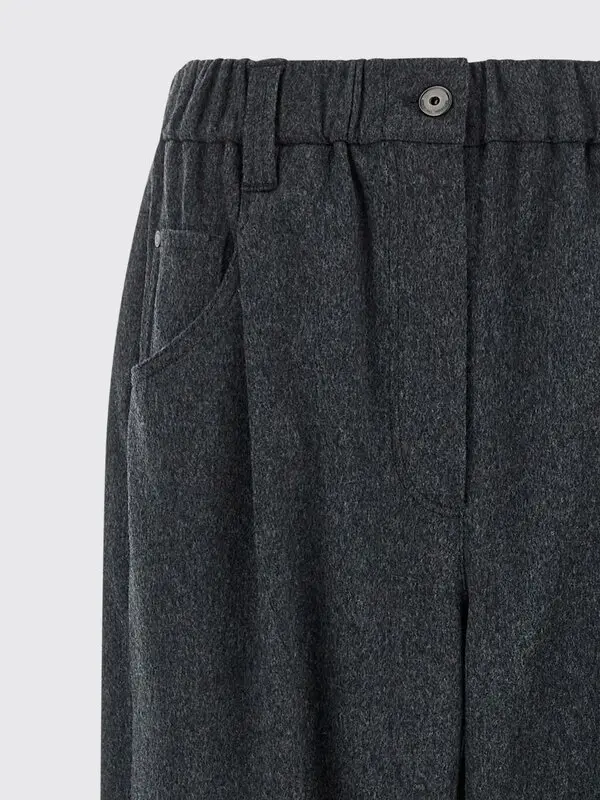 Brunello Cucinelli High-waisted Straight-leg Wool-blend Trousers - Grey