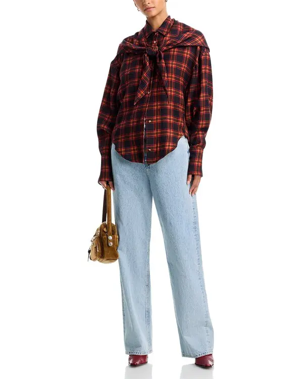 Essentiel Antwerp Kiss Oversized Printed Shirt With Removable Scarf