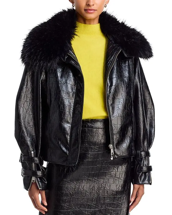 Essentiel Antwerp Kabuki Faux Leather Bomber Jacket
