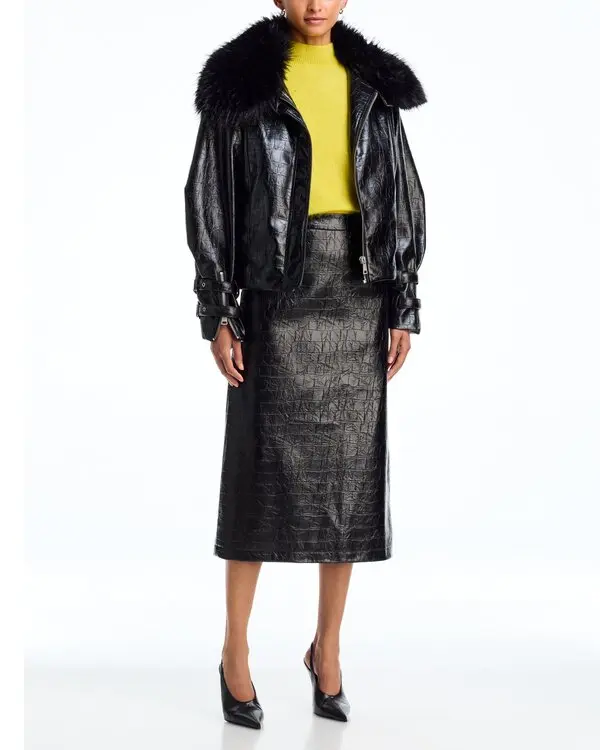 Essentiel Antwerp Kabuki Faux Leather Bomber Jacket