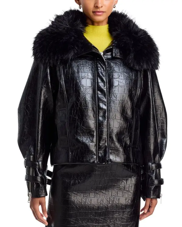 Essentiel Antwerp Kabuki Faux Leather Bomber Jacket