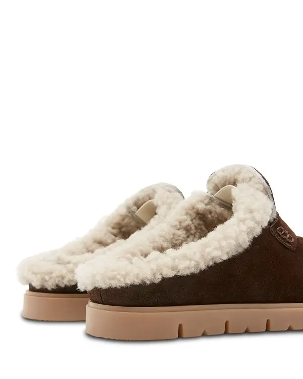 La Canadienne Echo Suede & Shearling Mules - Brunette