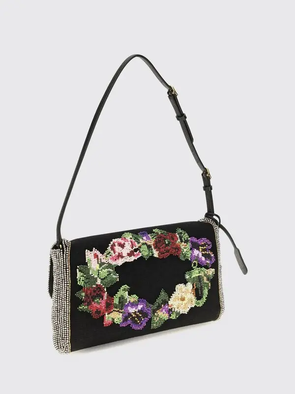 Valentino Garavani Embroidered Shoulder Bag - Black
