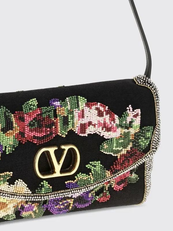 Valentino Garavani Embroidered Shoulder Bag - Black