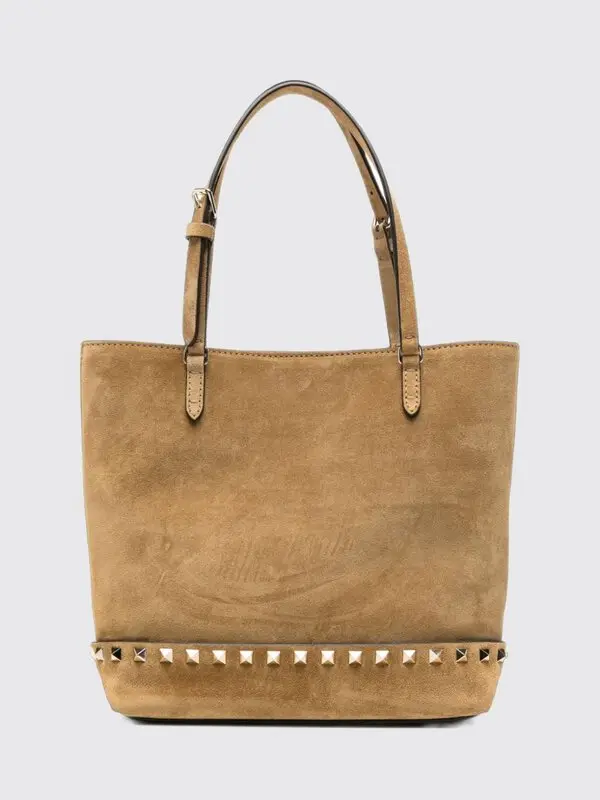 Valentino Garavani Rockstud Suede Tote Bag - Beige