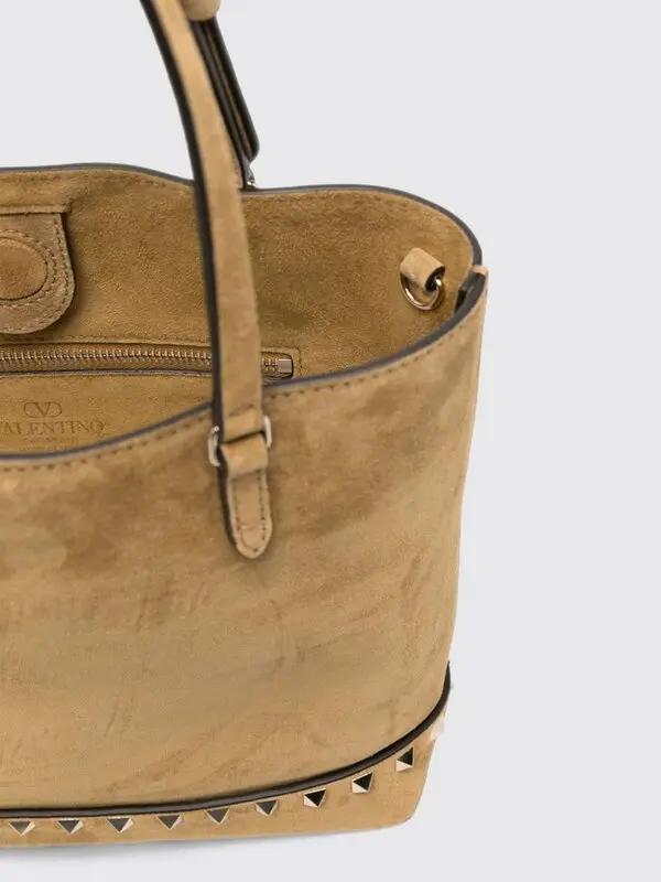 Valentino Garavani Rockstud Suede Tote Bag - Beige